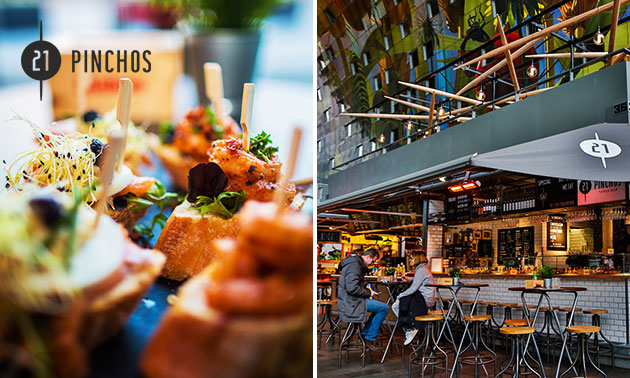 21 Pinchos, Pinchosproeverij + glas wijn in de Markthal bespaar 41% in ...