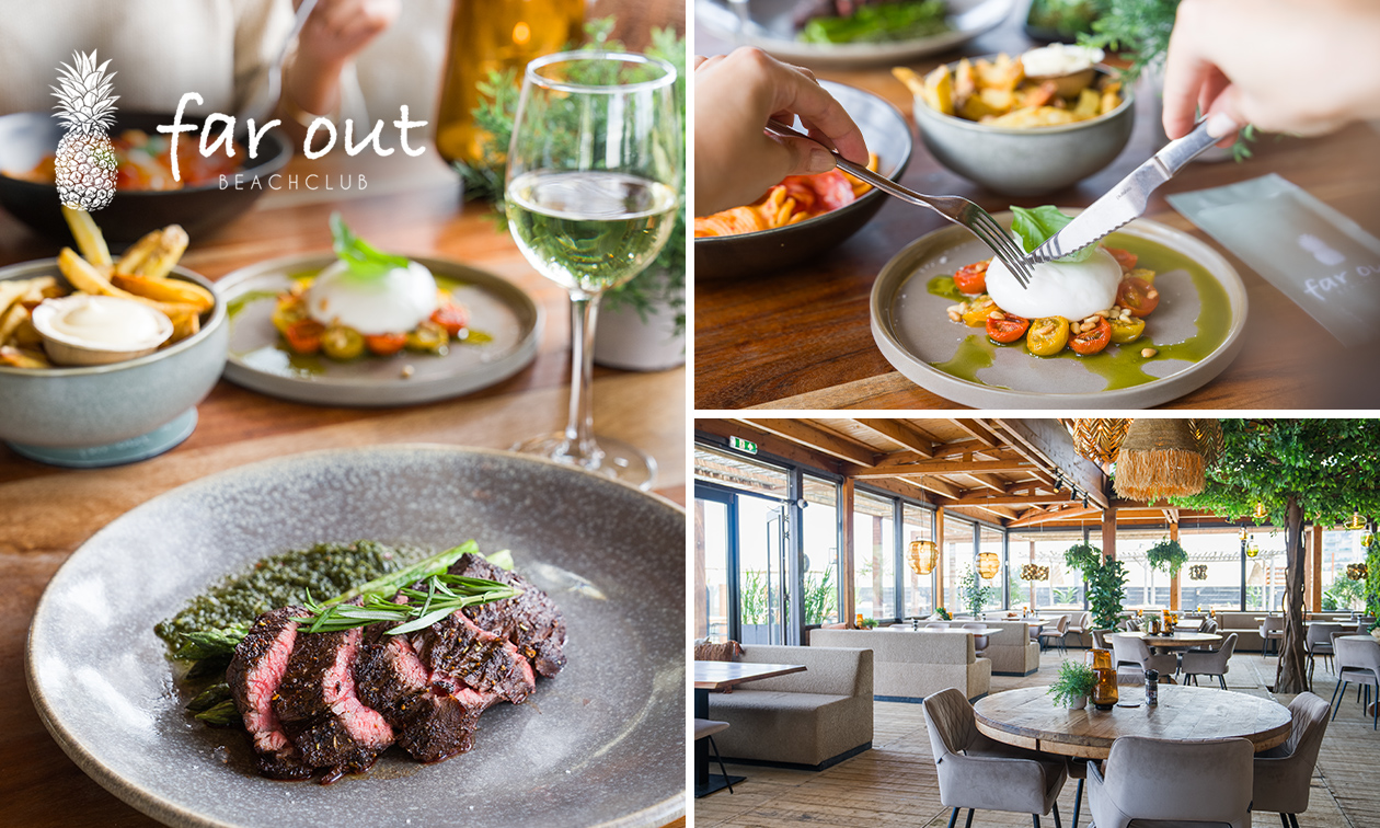 Beachclub Far Out, 3-gangendiner à la carte bij Beachclub Far Out Spare ...