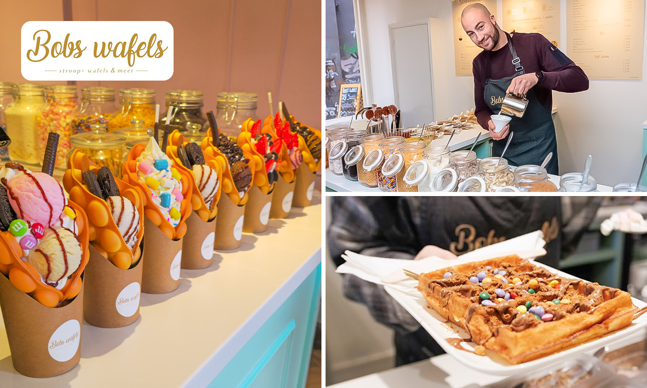 Bobs Wafels, Warme wafel met 3 toppings of bubble wafel + warme drank ...