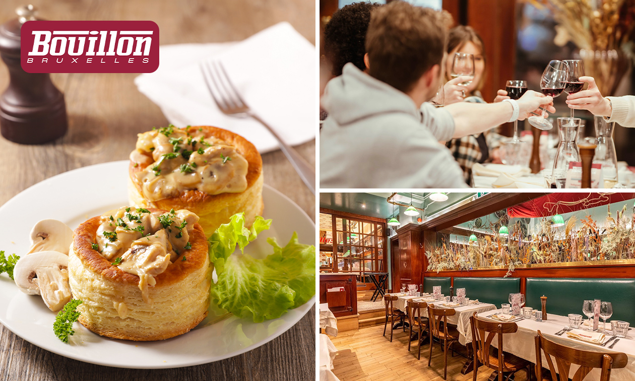 Bouillon Bruxelles, 3-gangen keuzediner in hartje Brussel bespaar 31% in Brussel via Uit eten in ...