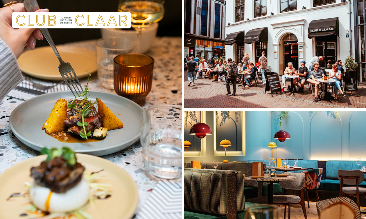 Club Claar, 3-gangen shared dining-diner in hartje Utrecht bespaar 41% ...