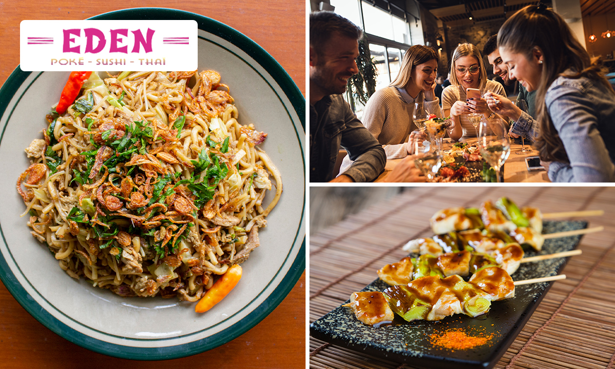 Eden Sushi, Menu en 3 services au choix bespaar 28% in Wallonie picarde ...