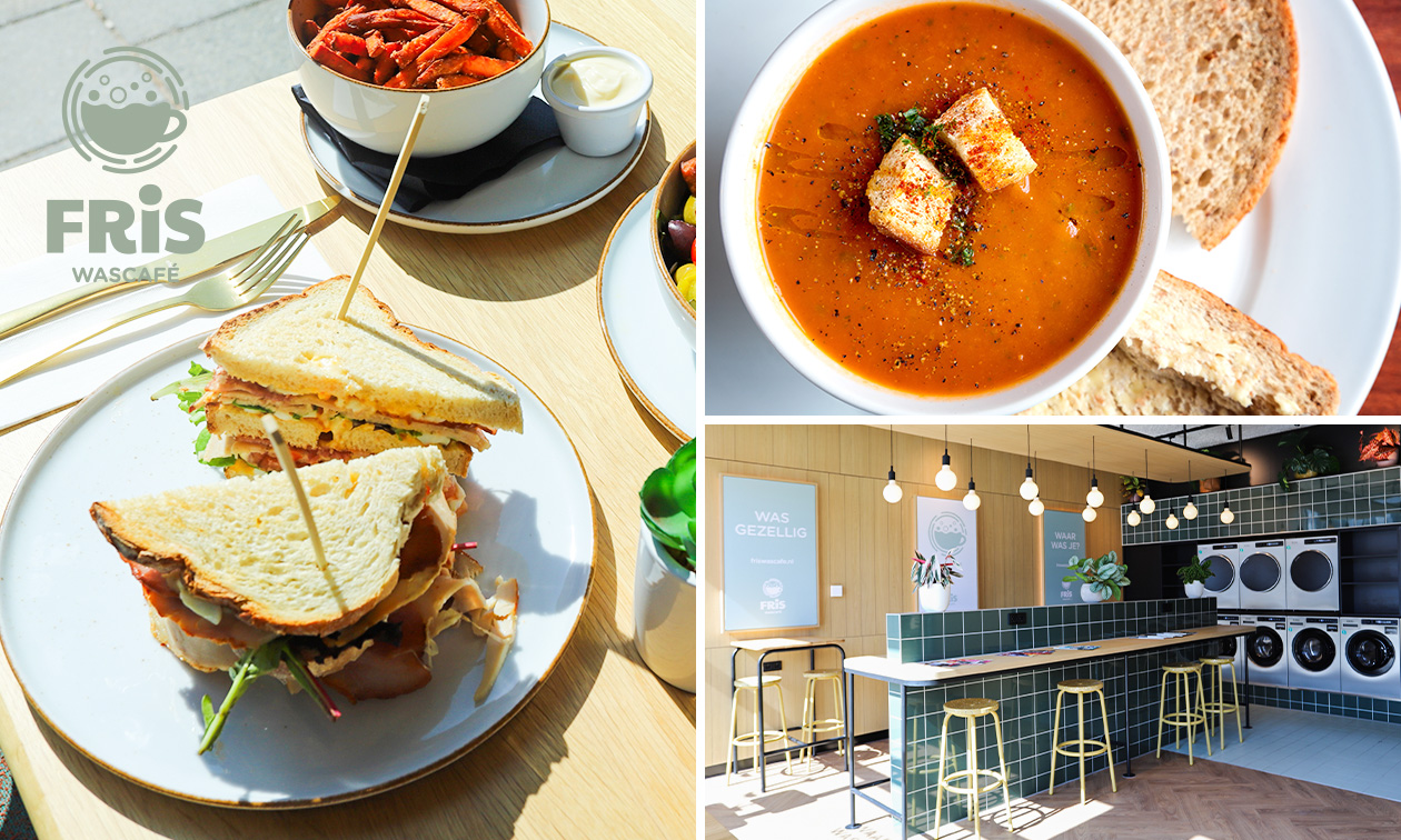 Fris Wascafé, 2-gangen keuzelunch + evt. wassen Spare 37% in Leiden mit ...