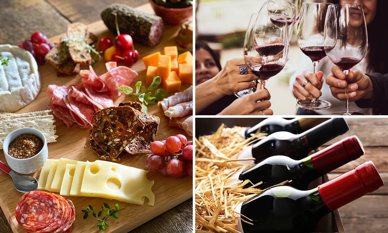 Gastrovino Harboury, Borrelplank + 1 fles wijn om af te halen bespaar ...