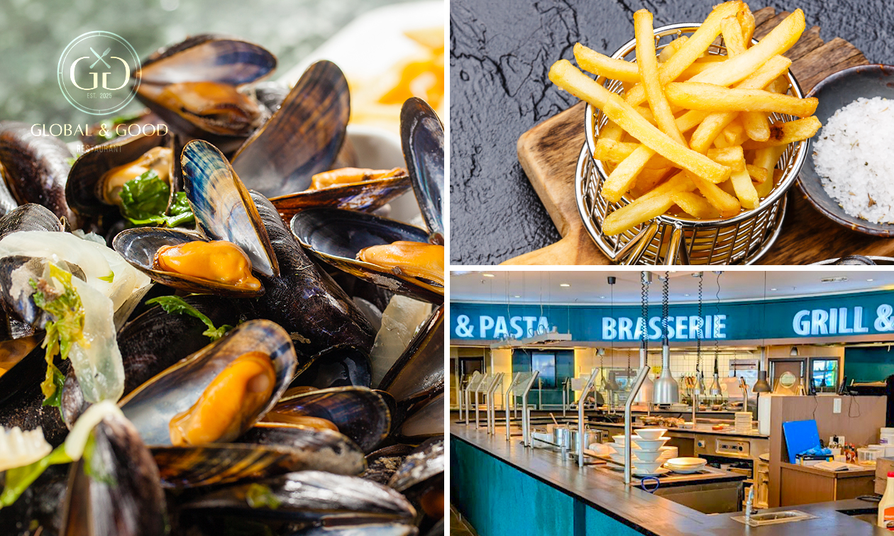 Global & Good Restaurant, Moules + sauce aux moules + frites à volonté ...