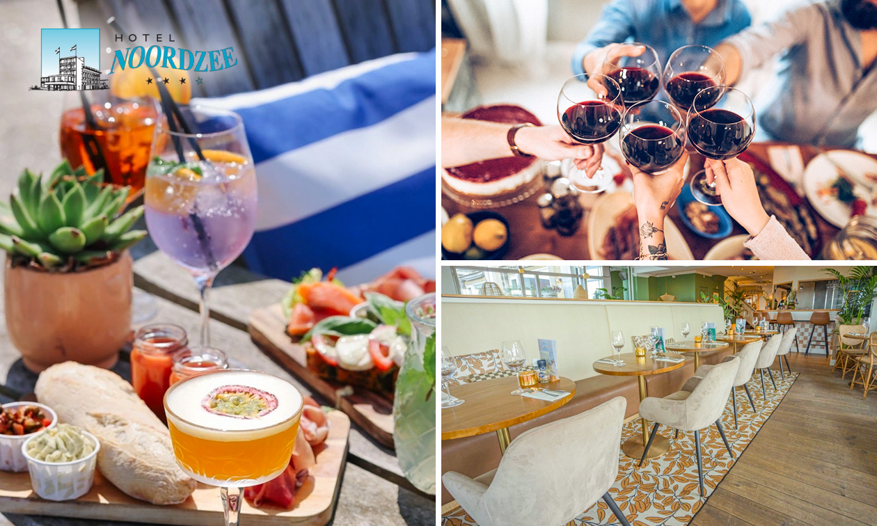 Hotel Noordzee Katwijk, Borrelplank + glas wijn in Katwijk aan Zee ...