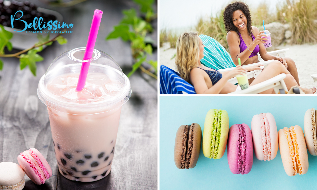 IJssalon Bellissimo, 10x bubble tea of 1x bubble tea + macaron naar ...