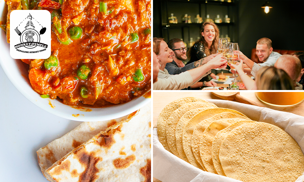 Monkey Temple, Nepalees vegan 2-gangen keuzediner + papadums bij Monkey ...