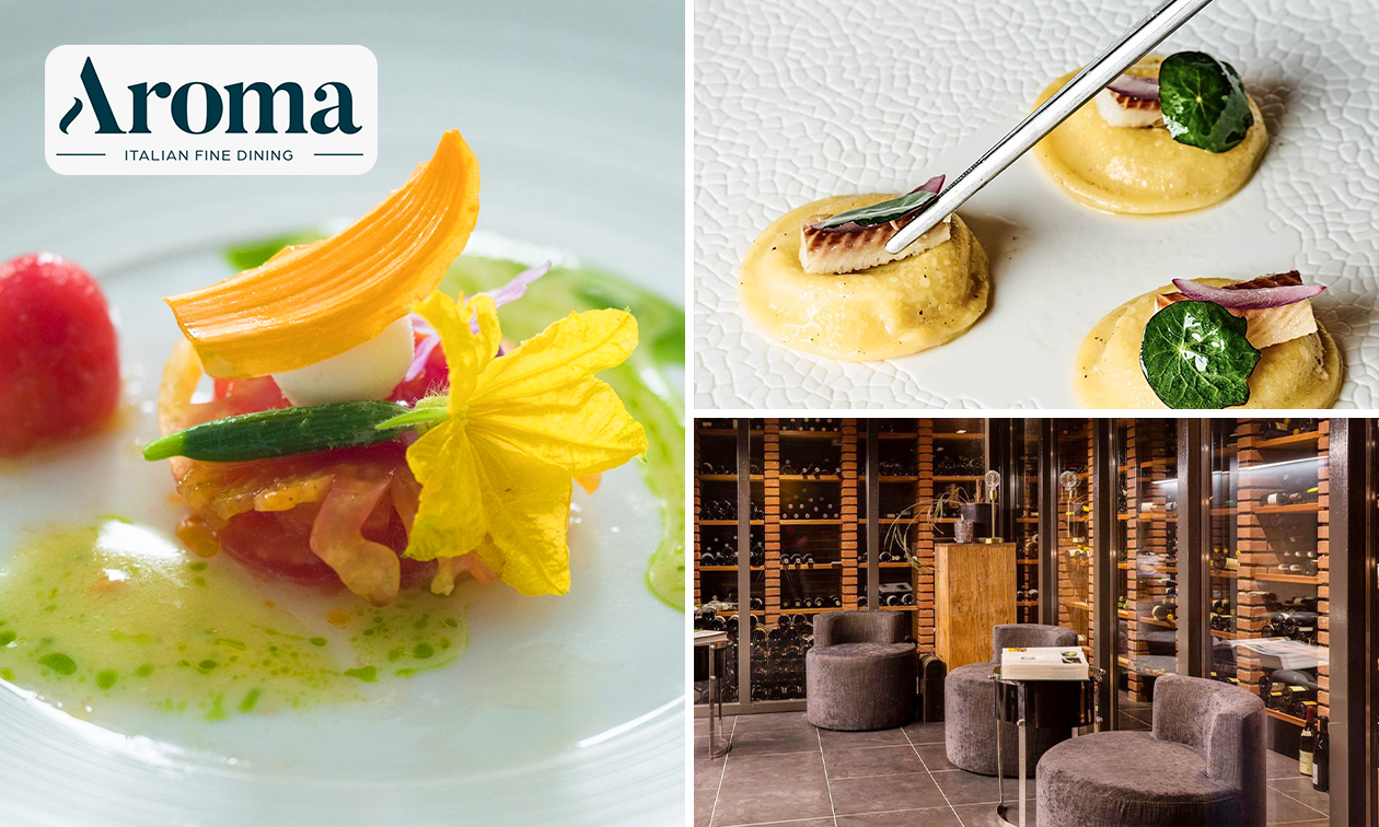 Restaurant Aroma Italian Fine Dining, 5- of 6-gangendiner van de chef ...