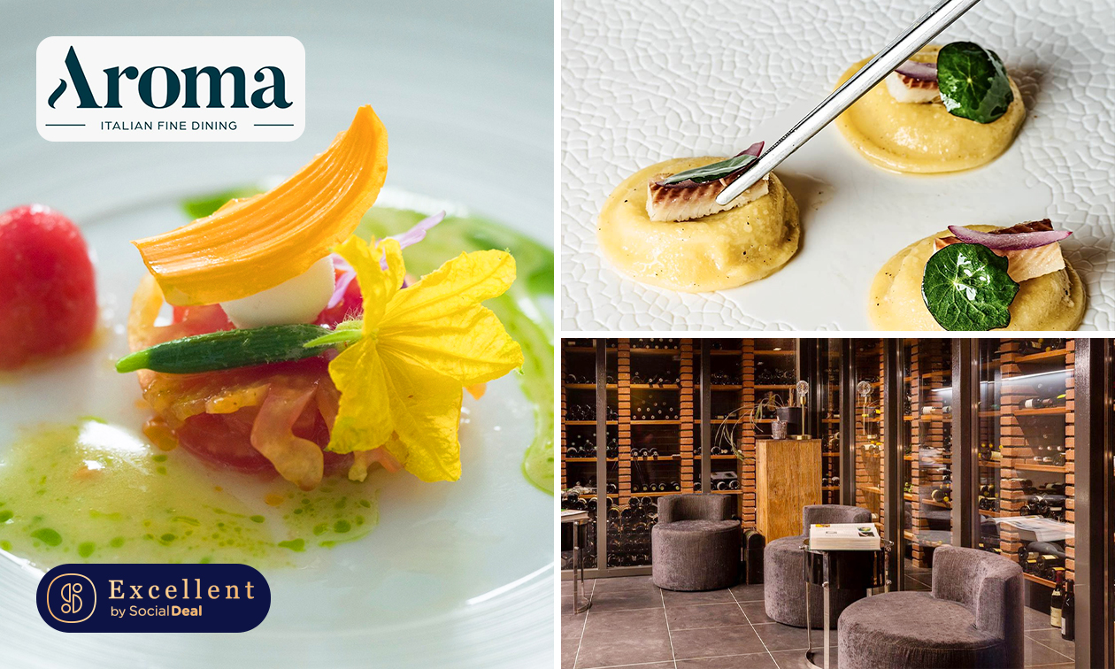 Restaurant Aroma Italian Fine Dining, 5- of 6-gangendiner van de chef ...