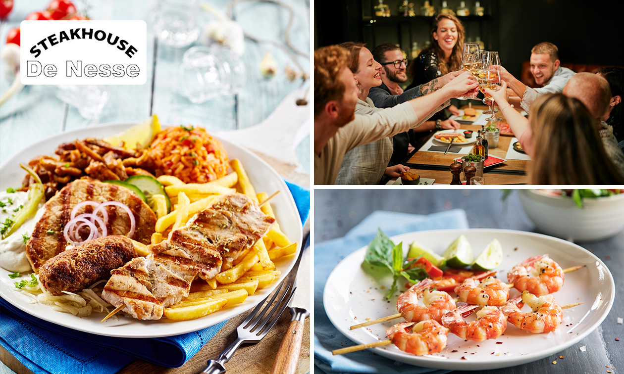 Steakhouse De Nesse, 2- of 3-gangen keuzediner + brood vooraf bij ...