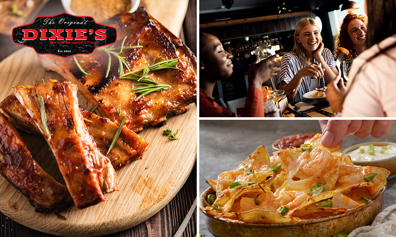 Steakhouse Dixie's, Amerikaans 3-gangendiner met vrije keuze van de ...