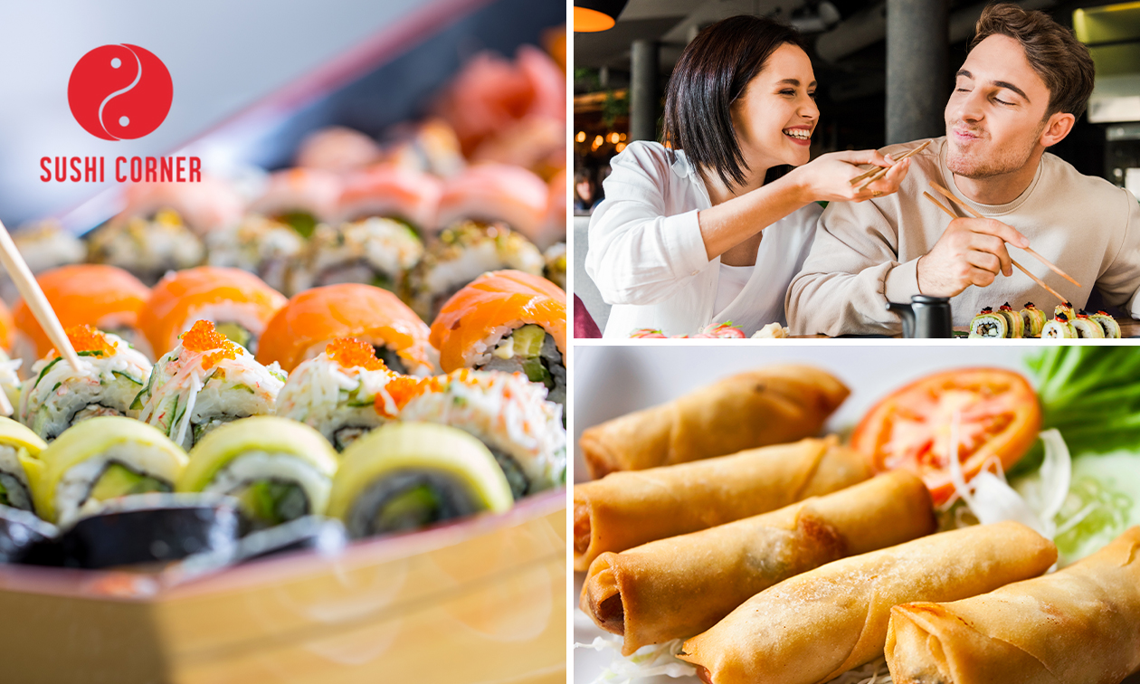 Sushi Corner Lier, Sushiboot voor 2 (50 stuks) met 6 loempia's in ...