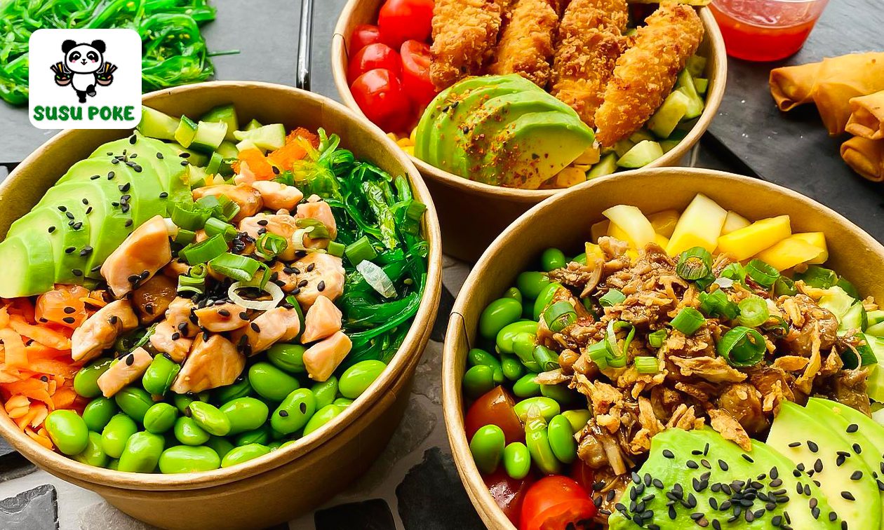 Susu Poke, Aziatische kapsalon of grote pokébowl naar keuze voor afhaal ...