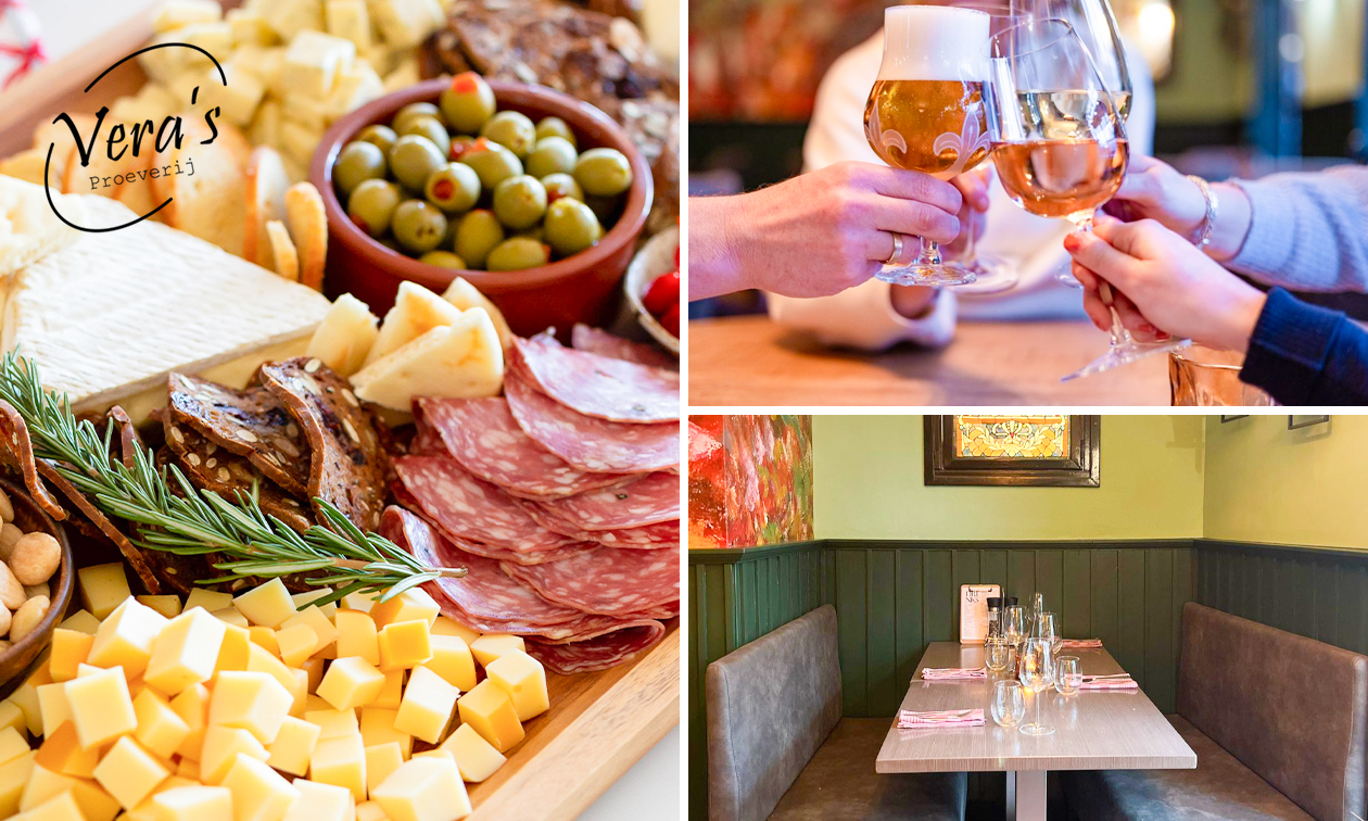 Vera's Proeverij, Luxe borrelplank + glas huiswijn, tapbier of ...